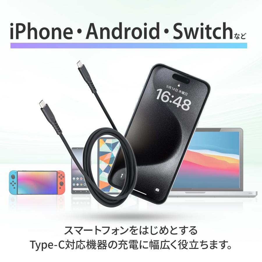 SEIWA CtoC ケーブル 0.6m Type-C D648 抗菌やわらかUSBケーブルCtoC 抗菌 シリコン素材 絡みにくい スマホ 携帯 タブレット 電子タバコ : クレール ...
