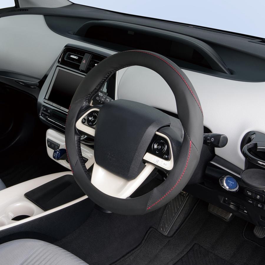 ヤック KCK-207 かぽっとハンドルカバー ハイグリップ＆シームレス RE S ブラック×レッド Sサイズ 軽自動車 普通車 内装品 オシャレ YAC : yac-kck-207 ...