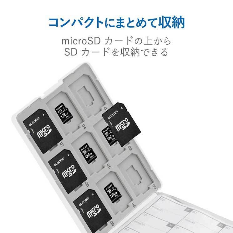 ELECOM エレコム メモリカードケース インデックス台紙付き SD18枚＋microSD18枚収納 ホワイト : CROSS ROAD Yahoo!店 - 通販 - Yahoo!ショッピング