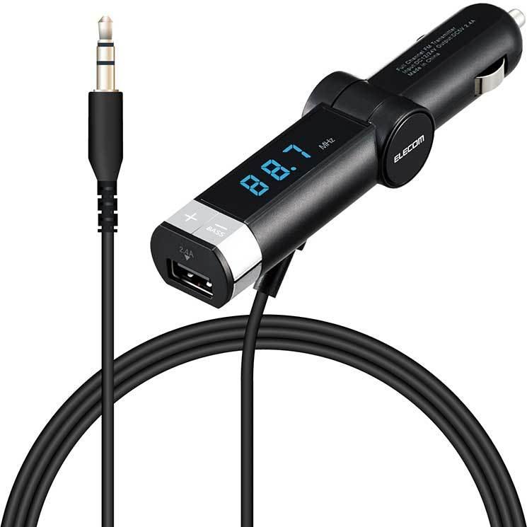 ELECOM エレコム FMトランスミッター φ3.5mmミニプラグ USBポート付 2.4A 重低音タイプ 141ch ブラック : CROSS ROAD Yahoo!店 - 通販 ...