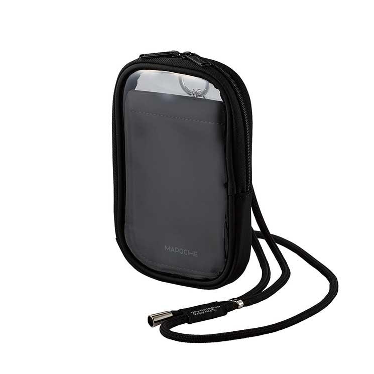 ELECOM スマホショルダー スマホポーチ 斜めがけ クリアタイプ ファスナー開閉 【 iPhone Android スマホ 収納 】 MAPOCHE ジェットブラック : CROSS ...