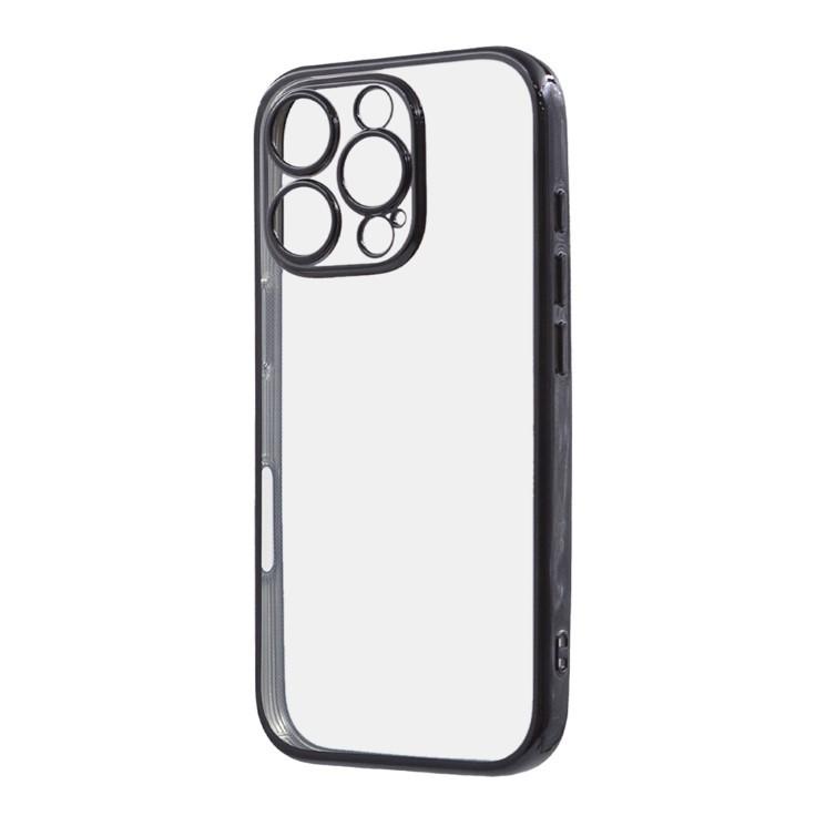 ray-out iPhone16Pro ケース クリア ブラック メタリック フレーム 透明 衝撃吸収 シンプル 無地 カメラ 保護 スマホ カバー ソフト TPU アイフォン アイホン ...
