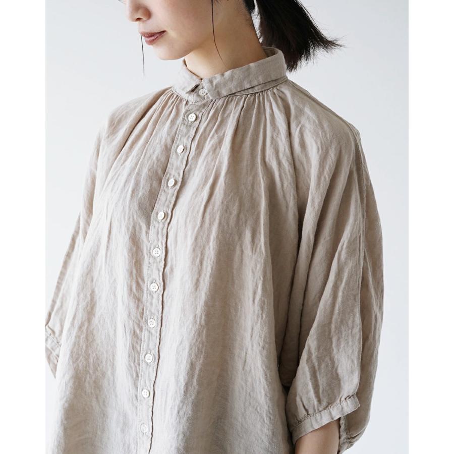 Brocante ブロカント シャツ リネンキャンバス グランシャツ レディース ブラウス オーバーサイズシャツ ギャザー ドルマンスリーブ 日本製 36-260L : Crouka ...