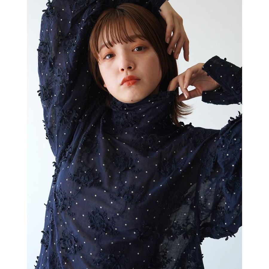 SALE クリンクル ブラウス crinkle 3D EMBROIDERY DOT LONG SALE クリンクル ブラウス crinkle 3D EMBROIDERY DOT LONG