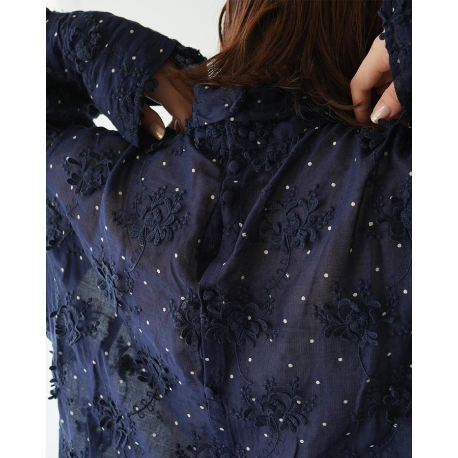 SALE クリンクル ブラウス crinkle 3D EMBROIDERY DOT LONG SALE クリンクル ブラウス crinkle 3D EMBROIDERY DOT LONG