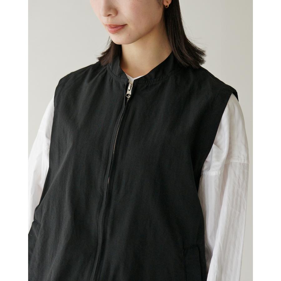 prit（プリット） SALE！プリット ノーカラー ベスト レディース コットンナイロン 高密度平織 ネルーカラー 裾ヒモ ZIPベスト P81504 : Crouka Yahoo!店 ...