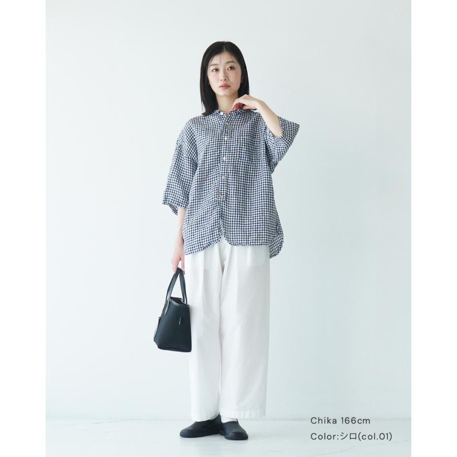 prit 早得期間限定ポイント10倍！プリット シャツ 5分袖 レギュラーカラーシャツ レディース 60/1フレンチリネン ギンガムチェック P81549 : Crouka Yahoo!店 ...