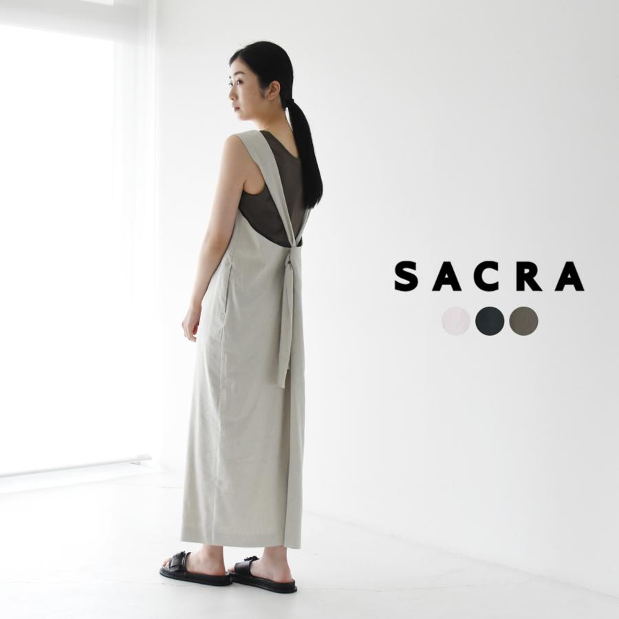 アウトレット サクラ SACRA ビスコース リネンワンピース VISCOSE LINEN OP バックリボン ジャンパースカート レディース 2023春夏 123113041 :sacra ...