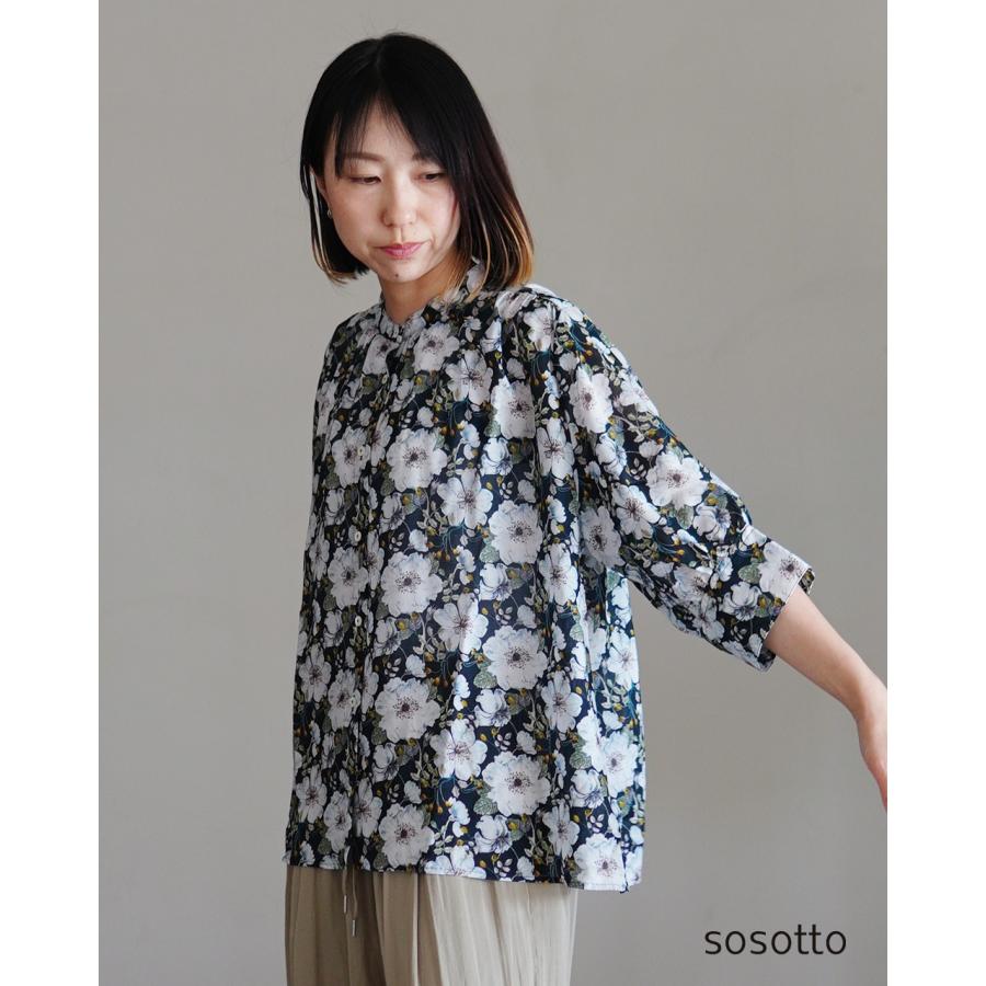sosotto（ソソット） sosotto LIBERTYシルフローンギャザーブラウス6部袖 シャツ レディース 42612941 ...