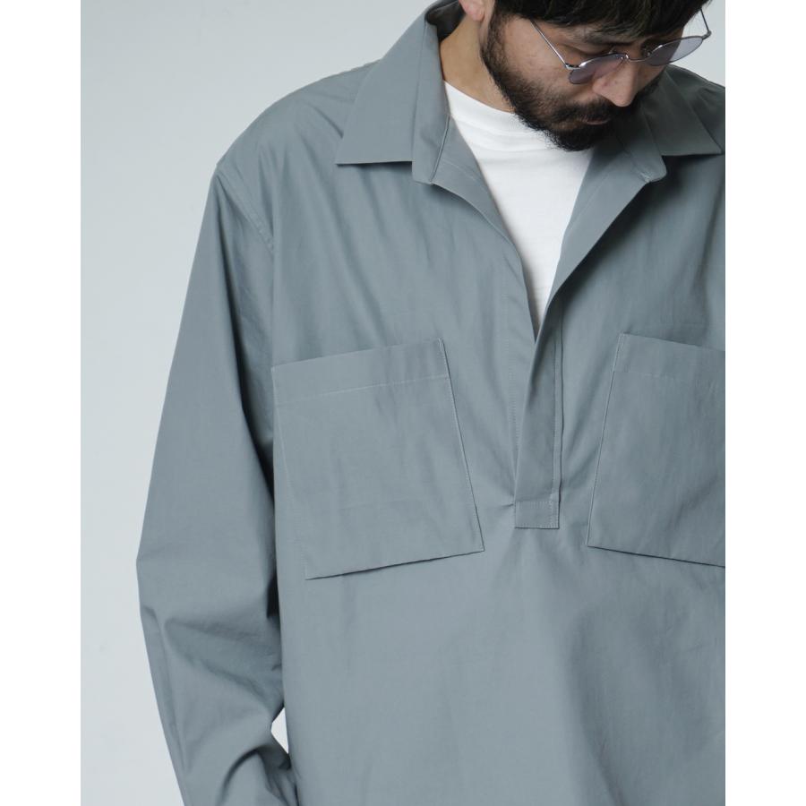 STILL BY HAND スティルバイハンド ボタンレス オーバーシャツ Buttonless over shirt スキッパーブルゾン グレー ベージュ 灰 茶 BL04241 ...