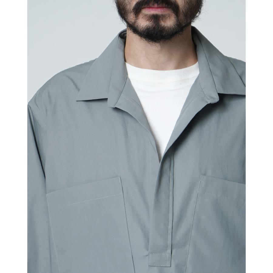 STILL BY HAND スティルバイハンド ボタンレス オーバーシャツ Buttonless over shirt スキッパーブルゾン グレー ベージュ 灰 茶 BL04241 ...