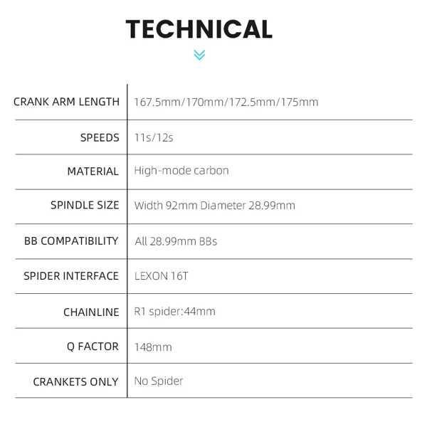 カーボンの完全なギアセット ロードバイククランク サイクリングパーツ 超軽量 375g 29mm 165mm 170mm 172.5mm 52-36t : クラウドショップ - 通販 ...