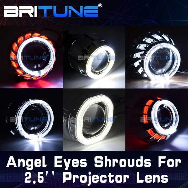 Britune 2.5プロジェクターシュラウドled天使の目のためのwstレンズバイキセノンレンズカバー改造車のライトアクセサリー ...
