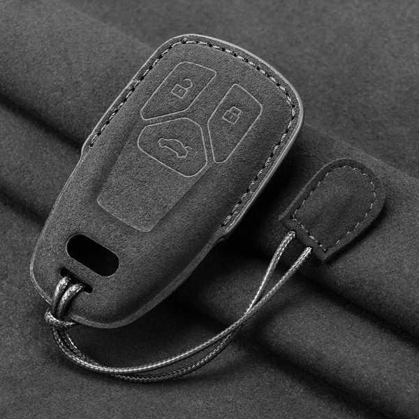 レザーカーキーケース キーチェーンホブ スエードアクセサリー アウディA1 a3 8v a4 b8 b9 a5 a6 c7 a7 a8 q3 q5 q7、s4、s6、s7、s8、r8、tt ...
