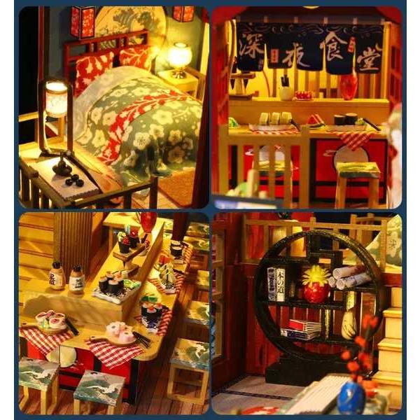 大人のための和風木製ドールハウス、ミニチュアキット、家具付きドールハウス、3Dパズル、DIYギフト、ヴィラ、p015 : daf56668-66d2-4428-9748 ...