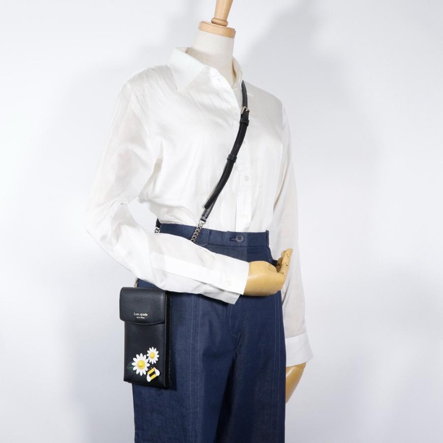 Kate Spade ケイトスペード スマホショルダー 花＆ミツバチ 8AR00298 レザー 黒 kate spade NEW YORK（ケイト・スペード ニューヨーク） Kate Spade