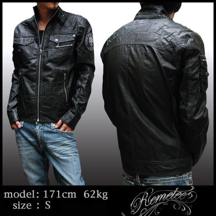 REMETEE レメティー メンズ 長袖 コーティング ジャケット ブラック ミリタリー セレブ ブランド エドハーディ Ed Hardy ...