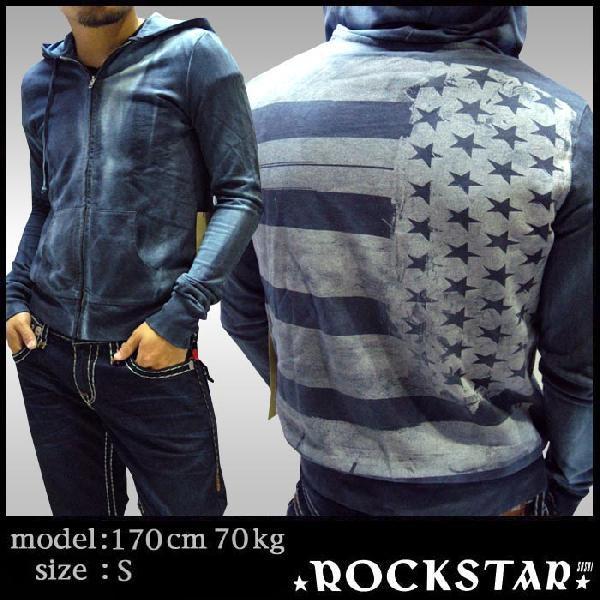 ROC STAR ROCKSTAR sushi メンズ 長袖 パーカー フーディー ネイビー ウォッシュネイビー VF016 ロックスター ...