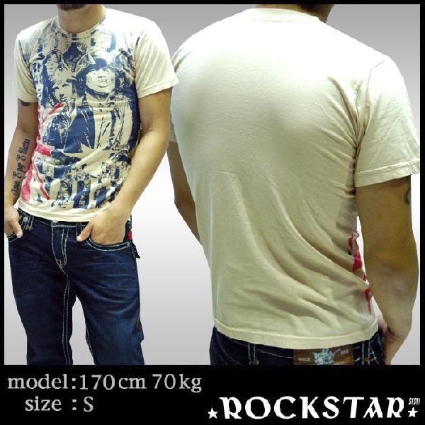 ROC STAR（ロックスター） ROCKSTAR sushi メンズ 半袖 Tシャツ ベージュ FLV006 セレカジ アメカジ ロック ...