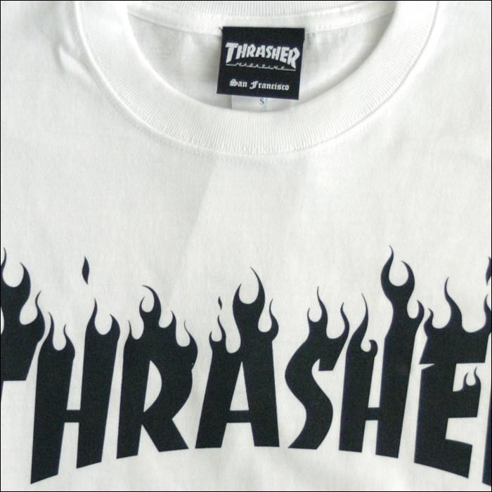 THRASHER（スラッシャー） メンズ Tシャツ FLAME LOGO ホワイト ブラック スケーター インポート ストリート ブランド HIPHOP 正規 : セレクトショップ クルーズ ...
