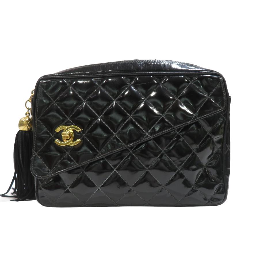 マトラッセ CHANEL(シャネル) フリンジ チェーンショルダーバッグ ブラック エナメル ランクB A252 : ブランドバンク - 通販 - Yahoo!ショッピング