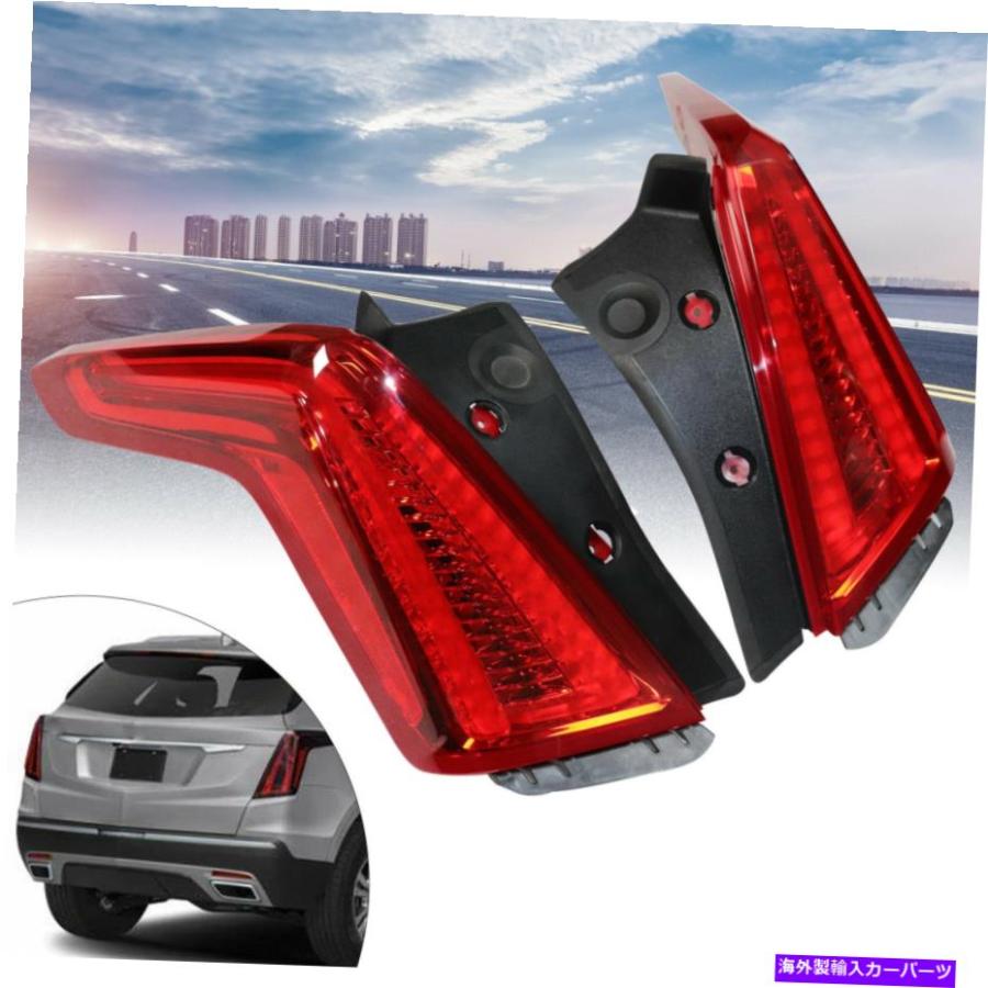 USテールライト 17-2021キャデラックXT5赤LEDテールライトブレーキランプペアセット左右赤 For 17-2021 Cadillac XT5 Red LED Tail Lights ...
