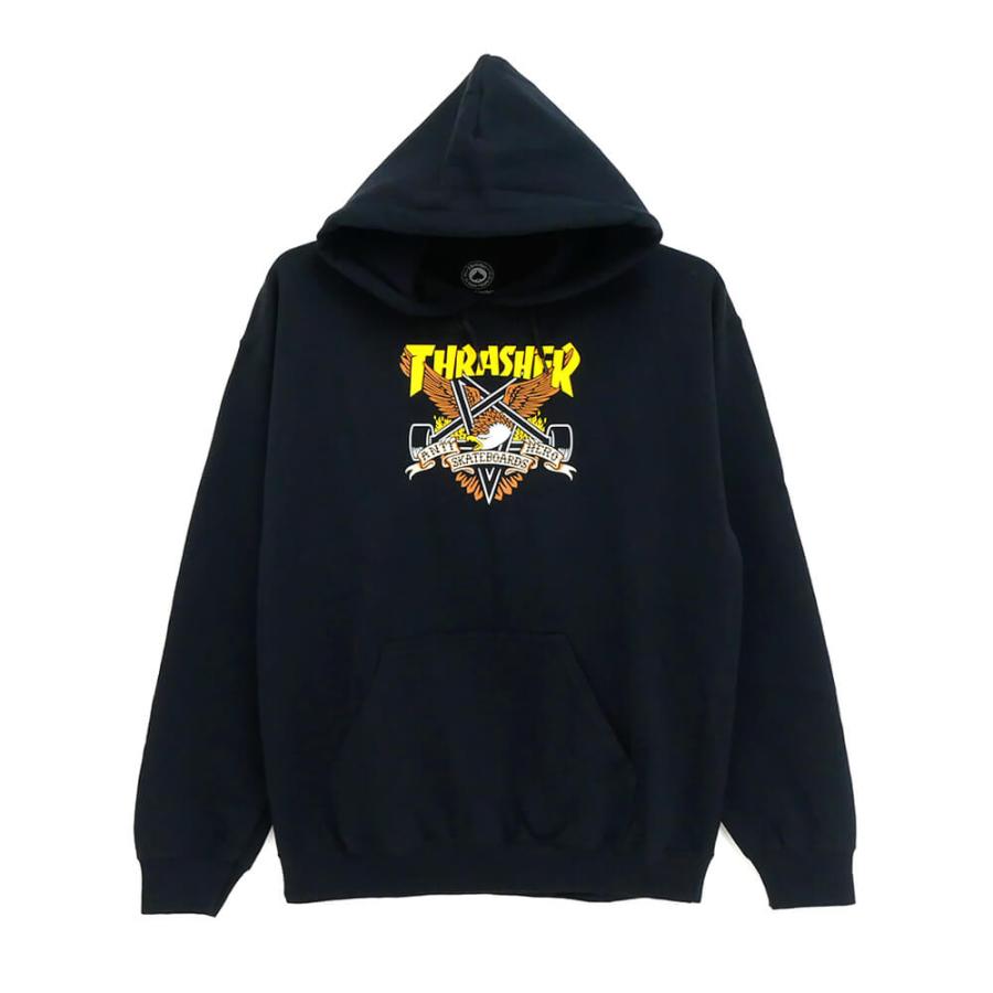 THRASHER HOOD スラッシャー パーカー X ANTIHERO EAGLEGRAM BLACK（US企画） スケートボード スケボー : スケートボードの ...