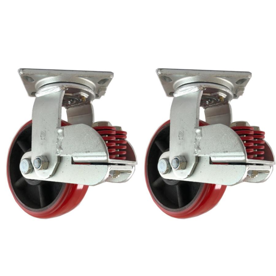 200mm 重荷重用 けん引用 スプリング 自在キャスター ポリウレタン車輪 200J-PCC-WR 2個セット 台車・荷車の補修用 中部産業 : キャスター物流機器ストア - 通販 ...