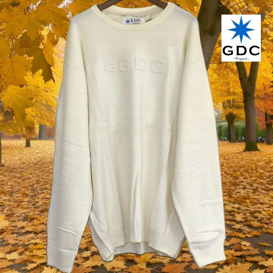 GDC ジーディーシー 丸首セーター エンボスロゴ 薄手 ハイゲージニット ウール 白 メンズLサイズ 本州送料無料 A181 : m41001-wh-l-a181 : Cyber Space ...