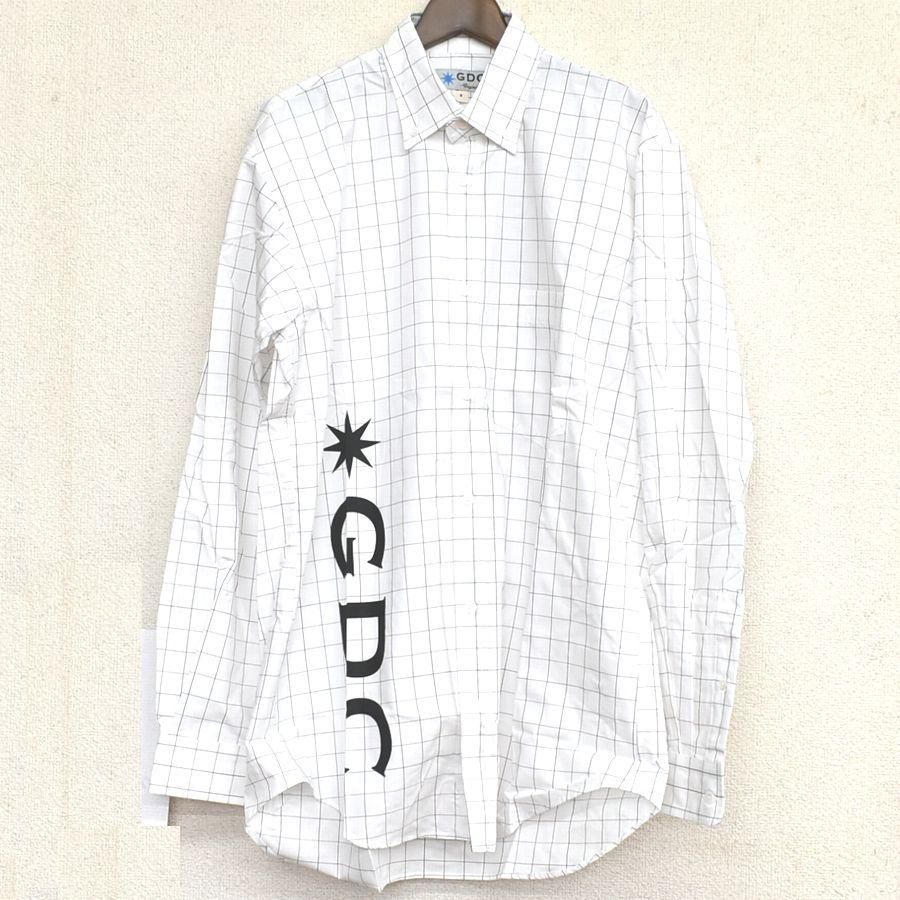 メンズLサイズ 白 日本製 長袖ロゴチェックシャツ GDC ジーディーシー 綿100％ コットン 胸ポケット ボタンダウン 全国送料無料 A723 : m42009-wh-l-a723 ...