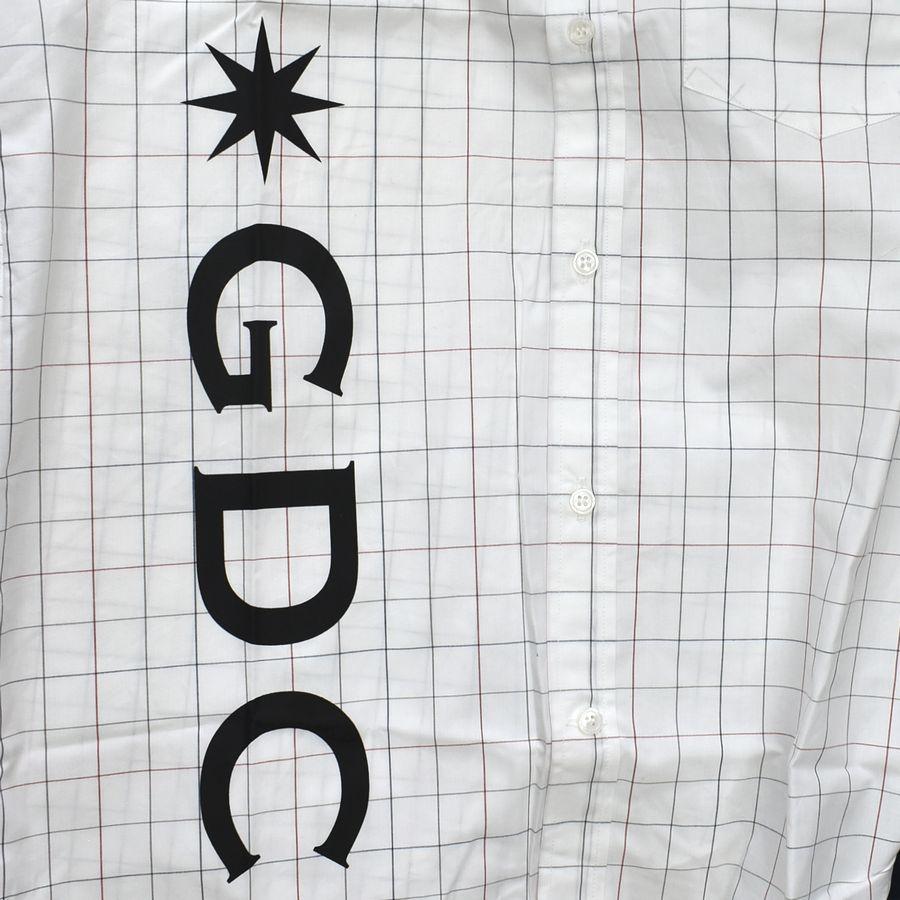 メンズLサイズ 白 日本製 長袖ロゴチェックシャツ GDC ジーディーシー 綿100％ コットン 胸ポケット ボタンダウン 全国送料無料 A723 : m42009-wh-l-a723 ...