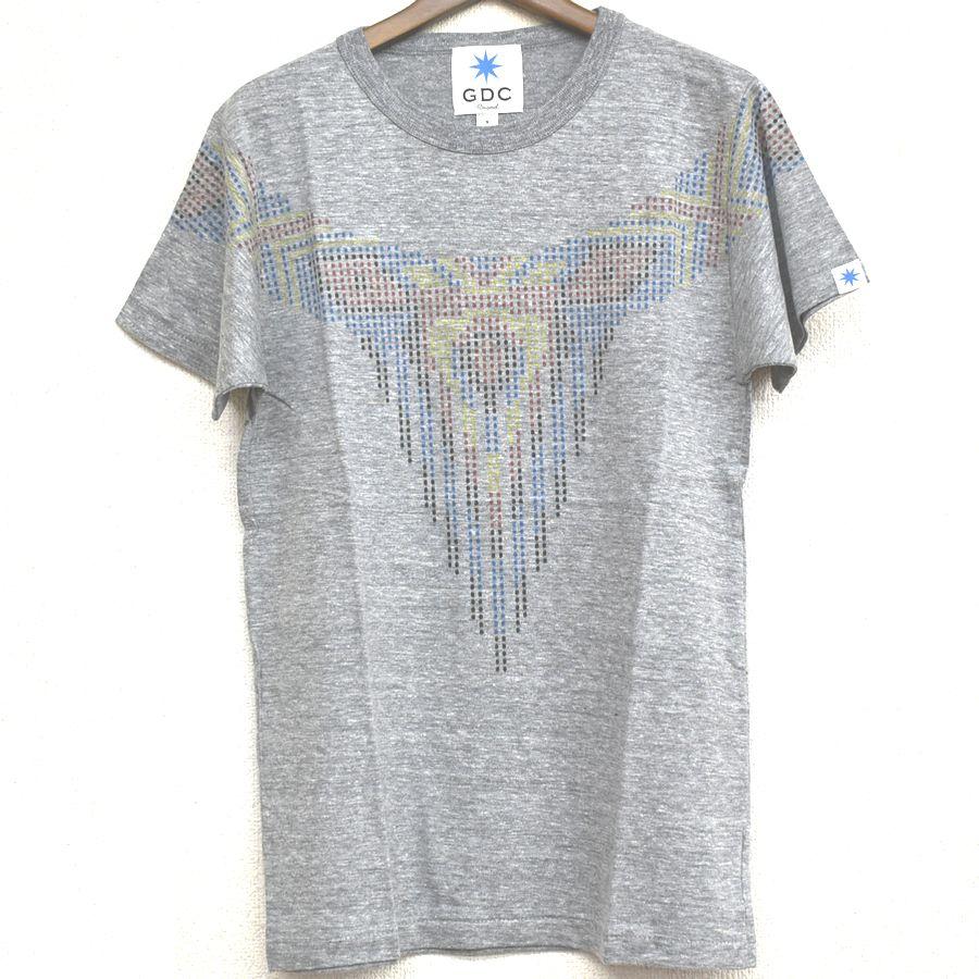 GDC ジーディーシー プリント半袖Tシャツ 丸首 エスニック柄 男女兼用 ユニセックス メンズSサイズ グレー 送料無料 A316 : Cyber Space Outlet - 通販 ...