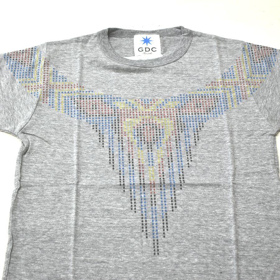 GDC ジーディーシー プリント半袖Tシャツ 丸首 エスニック柄 男女兼用 ユニセックス メンズSサイズ グレー 送料無料 A316 : Cyber Space Outlet - 通販 ...