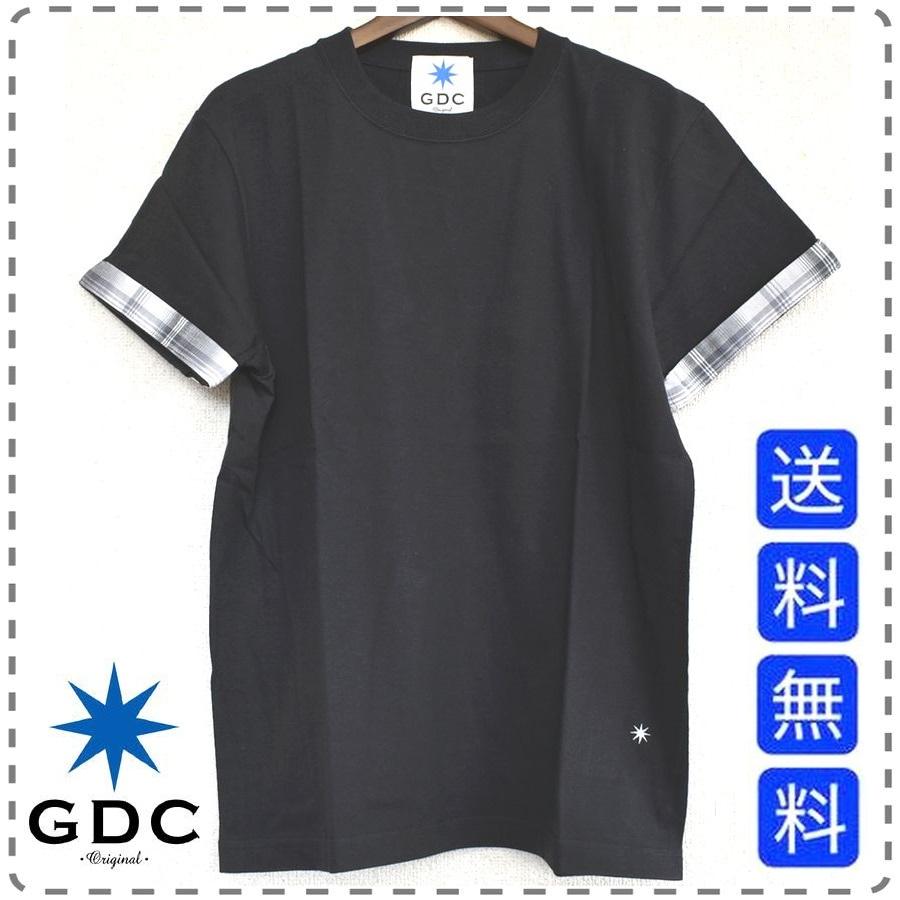 メンズSサイズ 黒 半袖Tシャツ GDC ジーディーシー 綿100% チェックロールアップ ユニセックス 男女兼用 全国送料無料 A803 : t32043-bk-s-a803 : Cyber ...