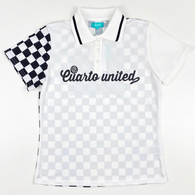 Cuarto UNITED ポロシャツ 半袖 チェッカーフラッグ柄 バック Cuarto UNITED ポロシャツ 半袖 チェッカーフラッグ柄 バック