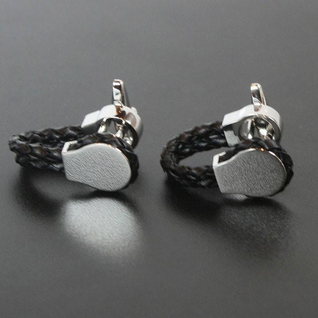 カフス エリザベスパーカー・ブラックツインレザーカフスボタン