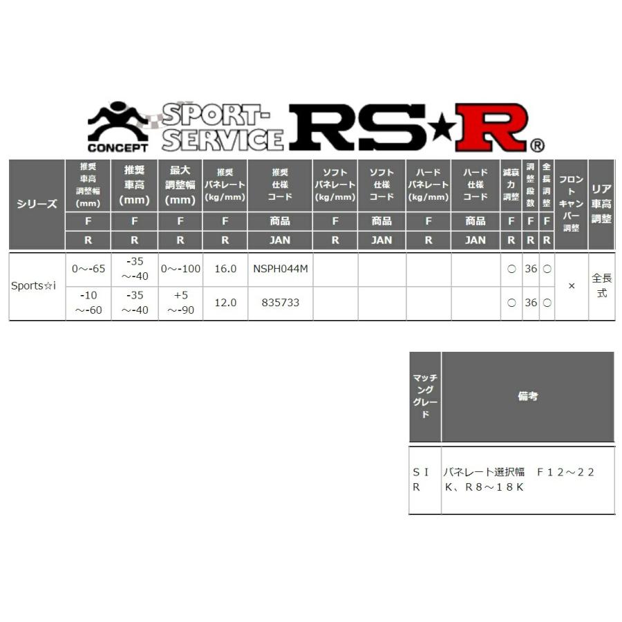 RSR シビック EG6 車高調 リア車高調整:全長式 NSPH044M RS-R Sports-i スポーツi : 掘り出し物ゲット 2号店 - 通販 - Yahoo!ショッピング