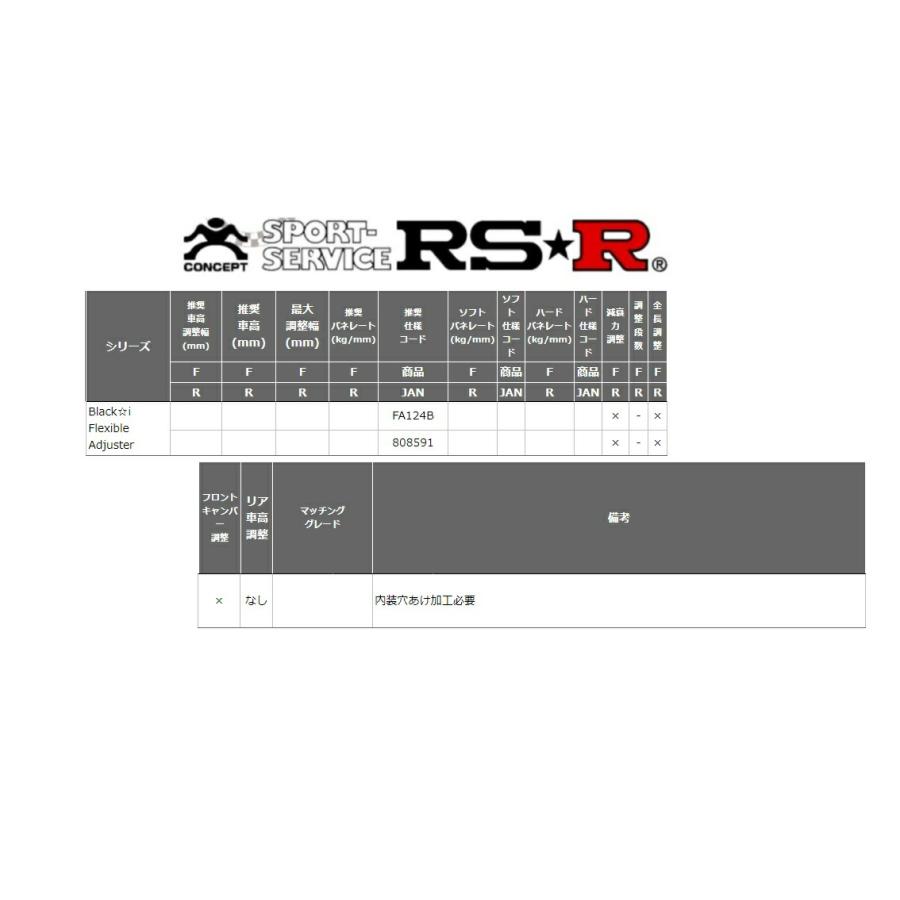 RSR N-WGNカスタム NWGN Nワゴン エヌワゴン JH1 フレキシブルアジャスター FA124B RS-R Black-i Flexible Adjuster ブラックi ...