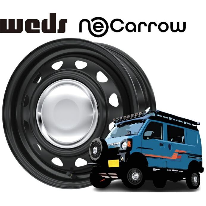 WEDS ウェッズ NeoCarrow ホイール 12インチ 12H100・110・114.3 3.50B+34 4本 ネオキャロ セミマットブラック&クロームキャップ ...