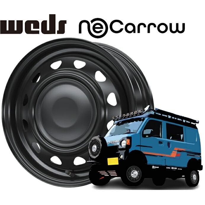 WEDS ウェッズ NeoCarrow ホイール 12インチ 12H100・110・114.3 3.50B+34 4本 ネオキャロ セミマットブラック&セミマットブラックキャップ ...