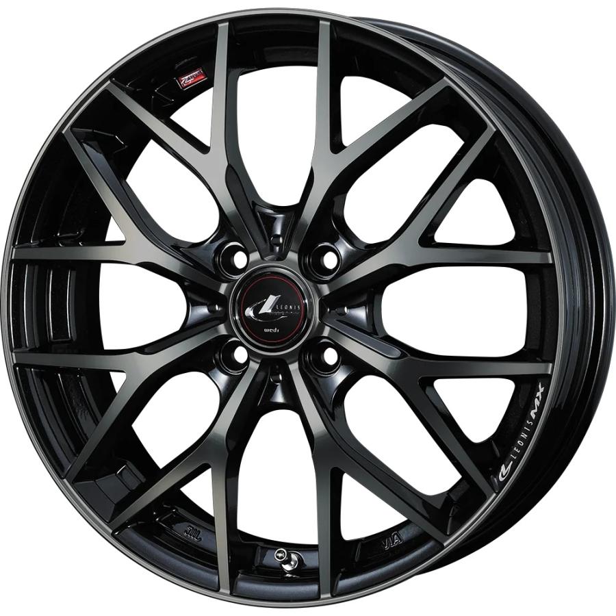 WEDS ウェッズ LEONIS MX ホイール 16インチ 5H114.3 6.5J+53 1本 5穴 レオニス PBMC/TI パールブラック ミラーカット/チタントップ ...