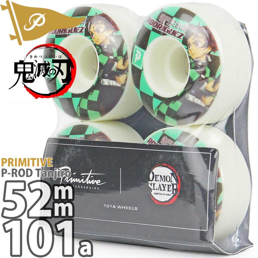 PRIMITIVE プリミティブ スケボー ウィール 52mm 101a Primitive Skateboards P-ROD Kimetsu Tanjiro Wheels 鬼滅の刃 炭治郎 ...