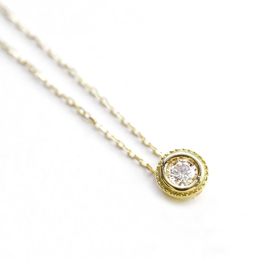 K18 一粒 ダイヤモンド ネックレス 0.1ct 18金 ミル打ち フクリン 18k ペンダント : ジュエリーキュートラル - 通販 - Yahoo!ショッピング
