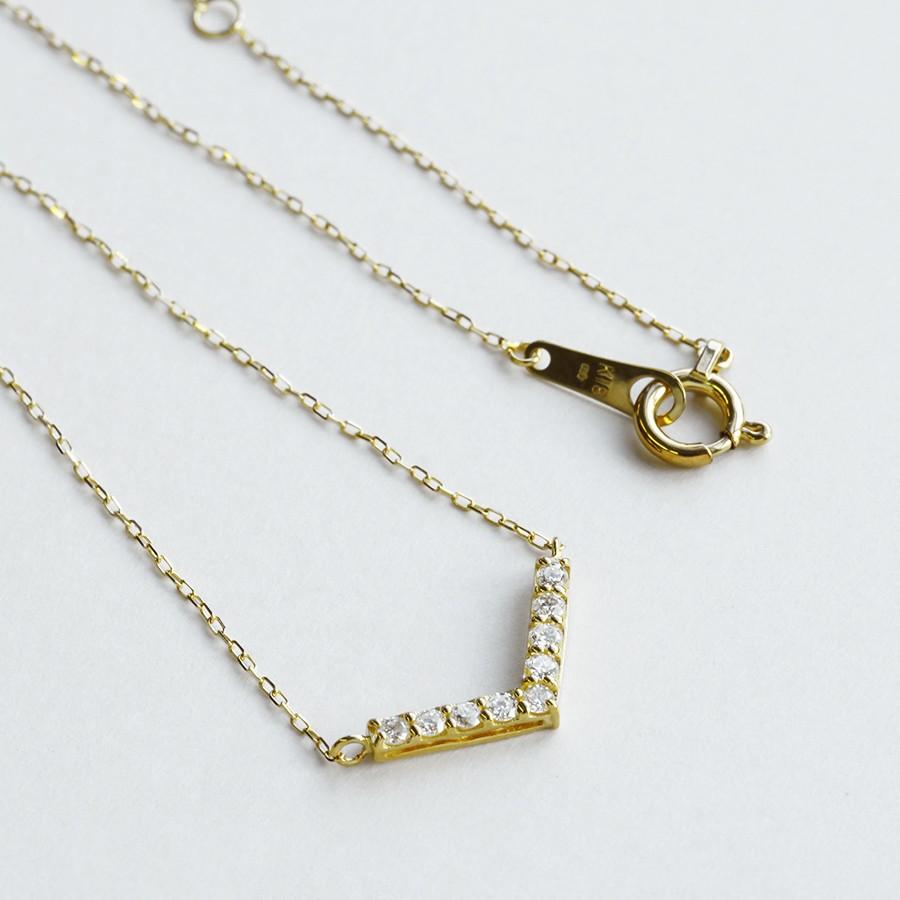 K18 Vライン ダイヤモンド ネックレス 0.1ct 18金 馬蹄 18k ペンダント V字 : ジュエリーキュートラル - 通販 - Yahoo!ショッピング