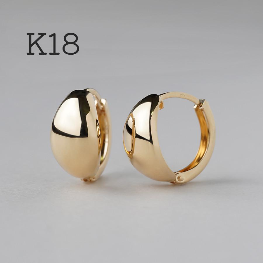 K18フープピアス 中折れ式 18金 ドロップ 月甲 7mm×14mm 18k イエローゴールド ペア : ジュエリーキュートラル - 通販 - Yahoo!ショッピング