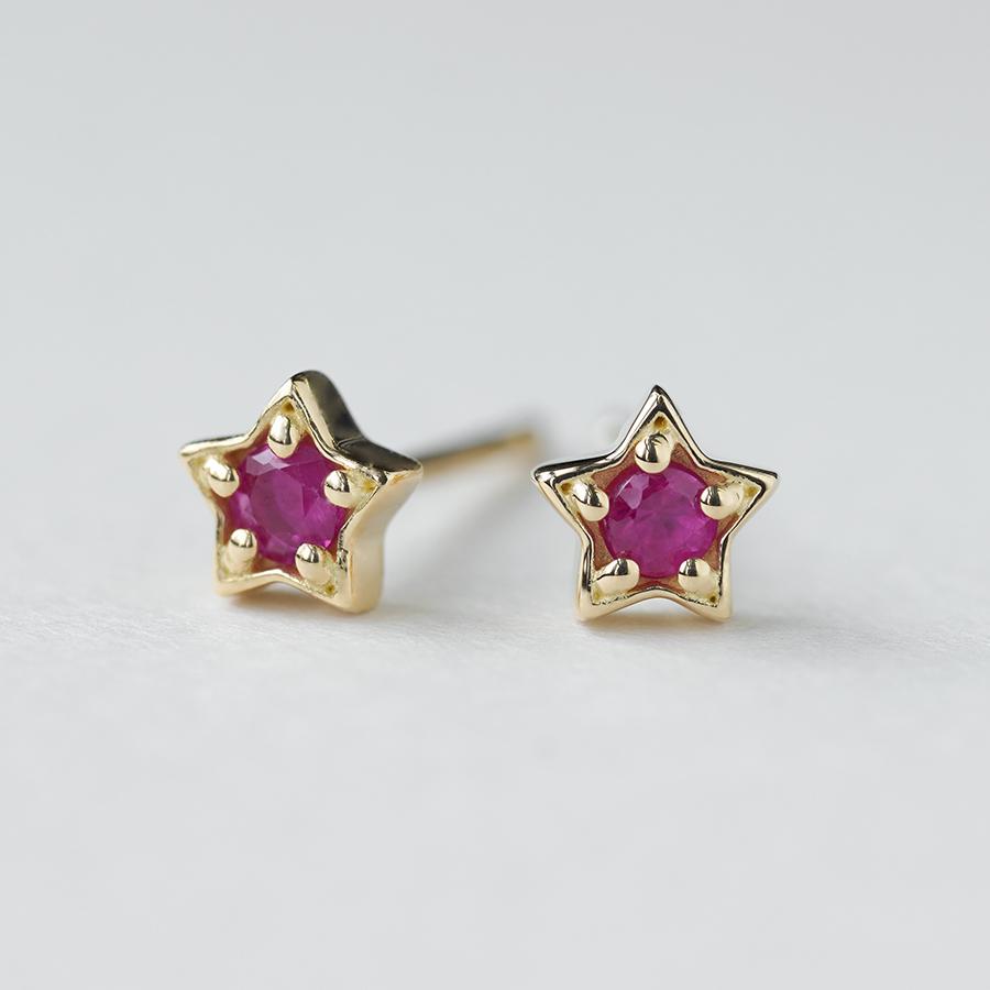 K18 スターピアス ルビー 星ピアス 18金 0.06ct 天然石 誕生石 ミニピアス : ジュエリーキュートラル - 通販 - Yahoo!ショッピング