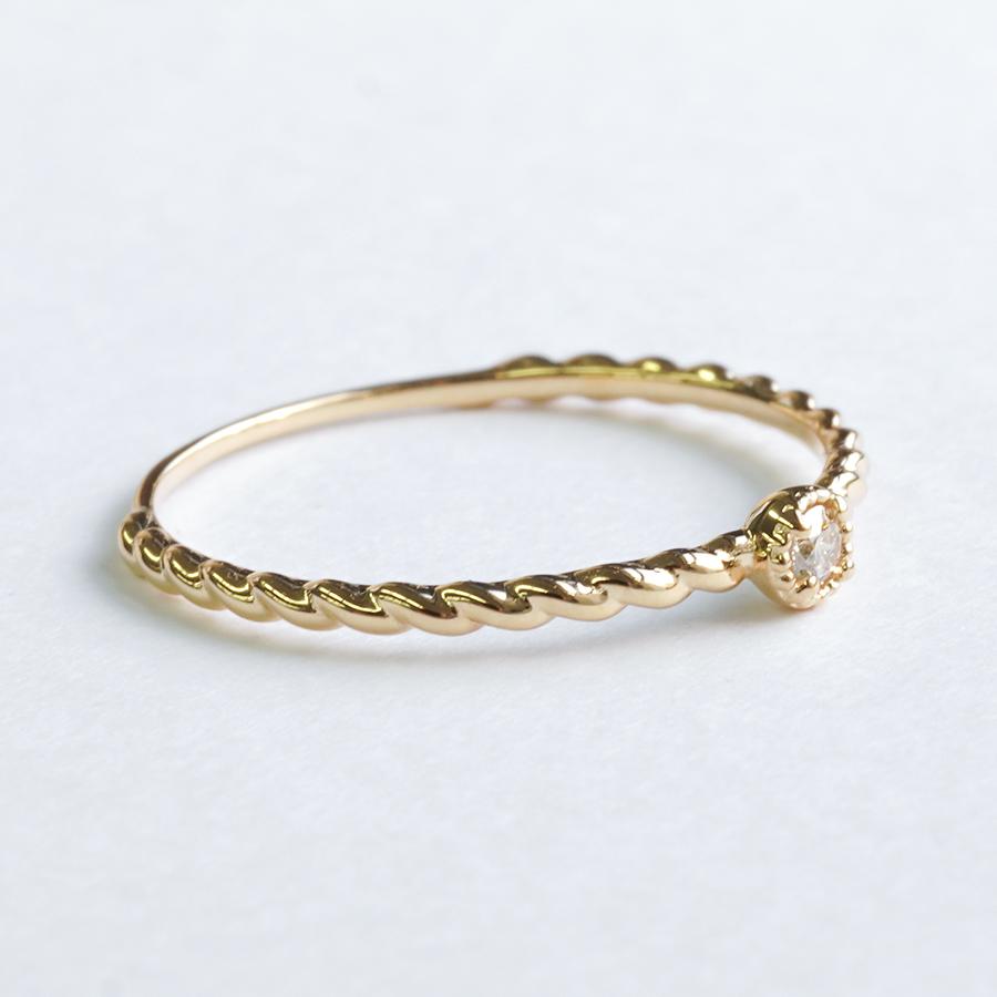 K18 一粒ダイヤリング D0.03ct サイズ 9号 11号 13号 15号 18金 指輪 ピンキー 重ね着け 金属アレルギー : ジュエリーキュートラル - 通販 - Yahoo!ショッピング