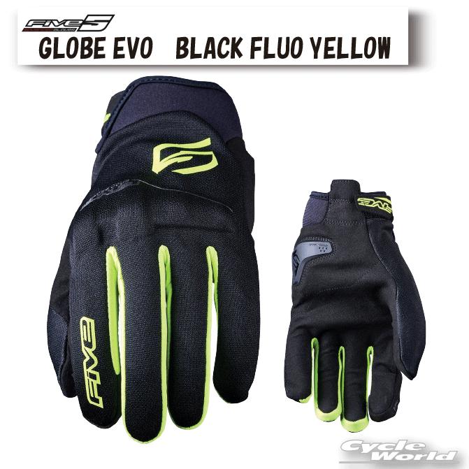 ☆正規品〔Five〕 GLOBE EVO 《BLACK FLUO YELLOW》 ブラックフローイエロー エボ ツーリンググローブ メッシュ メンズ スマホ対応 ファイブ 【バイク用品 ...
