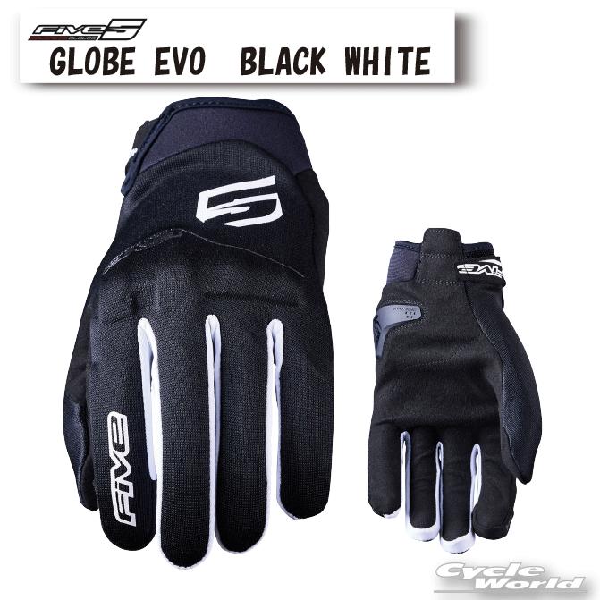 ☆正規品〔Five〕 GLOBE EVO 《BLACK WHITE》 ブラックホワイト エボ ツーリンググローブ メッシュ ストリート メンズ スマホ対応 ファイブ 【バイク用品 ...