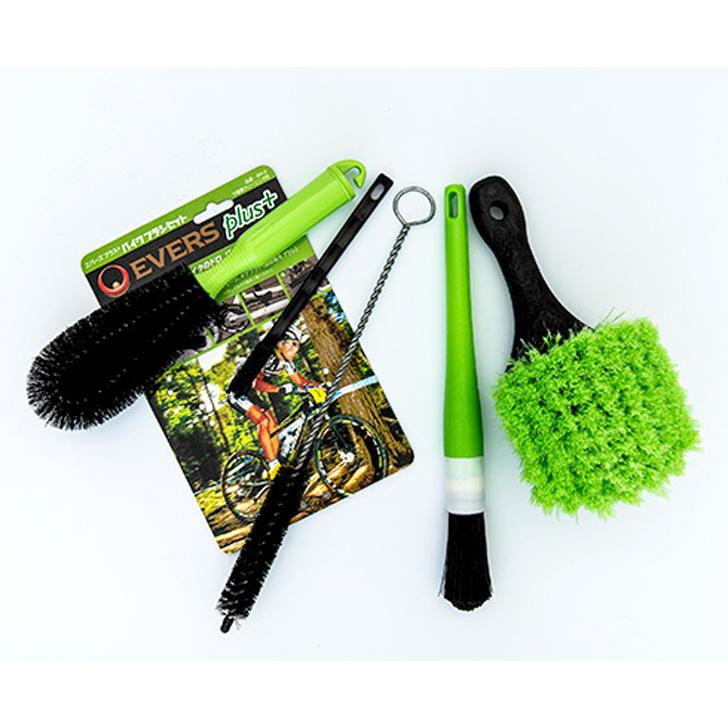 EVERS Plus バイクブラシセット 5種類セット エバース プラス 柔らか大型ブラシ 筆型ブラシ 細長剛毛ブラシ 歯ブラシ型ブラシ たわし型ブラシ 自転車用洗車道具 ...